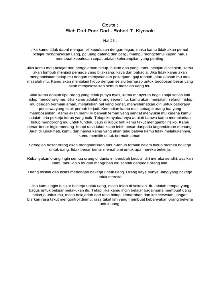 Qoute - Rich Dad Poor Dad | PDF