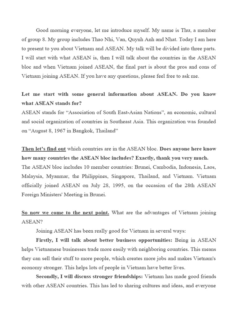 Presentation script | PDF | Vietnam | Southeast Asia