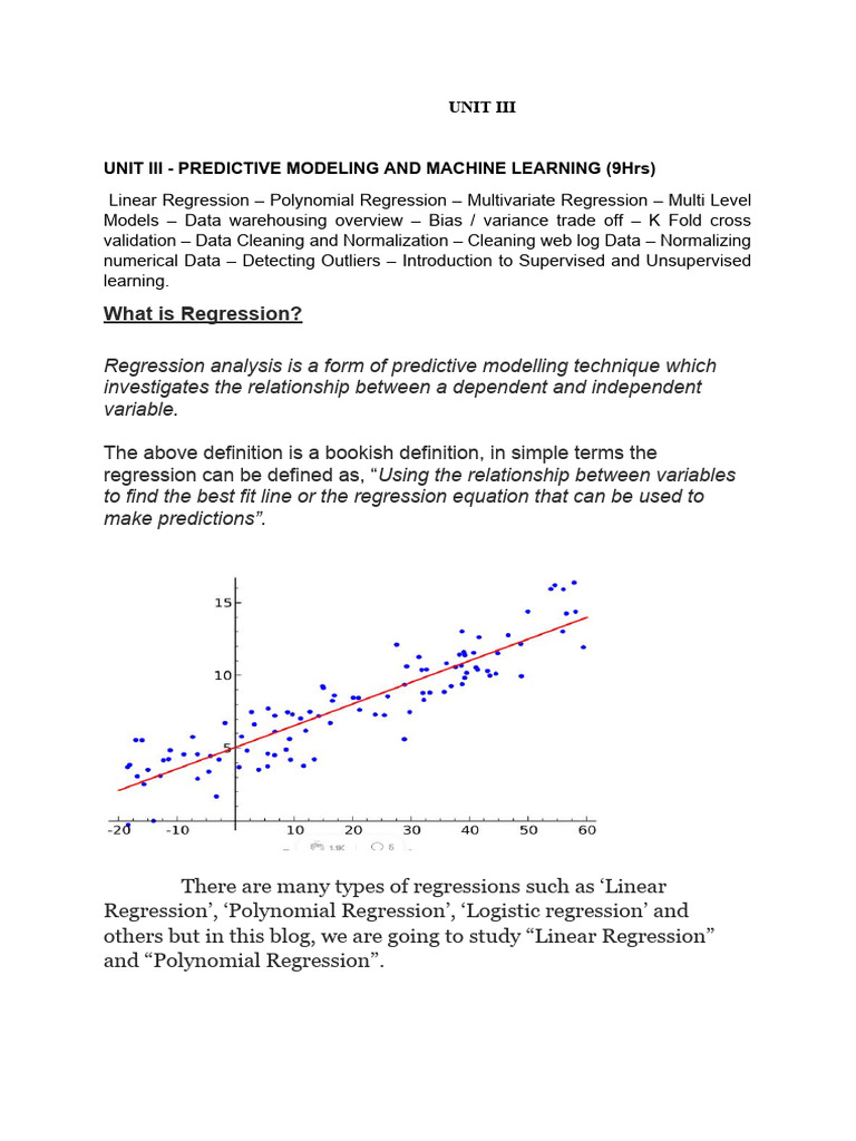3 Unit - Dspu | PDF | Cross Validation (Statistics) | Regression Analysis