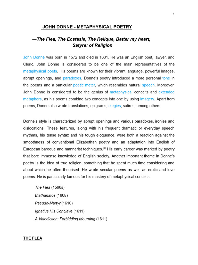 John Donne - Metaphysical Poetry | PDF | Religious Belief And Doctrine