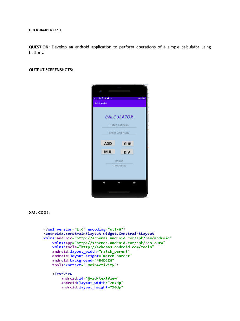 MAD lab | PDF | Android (Operating System) | Java (Programming Language)