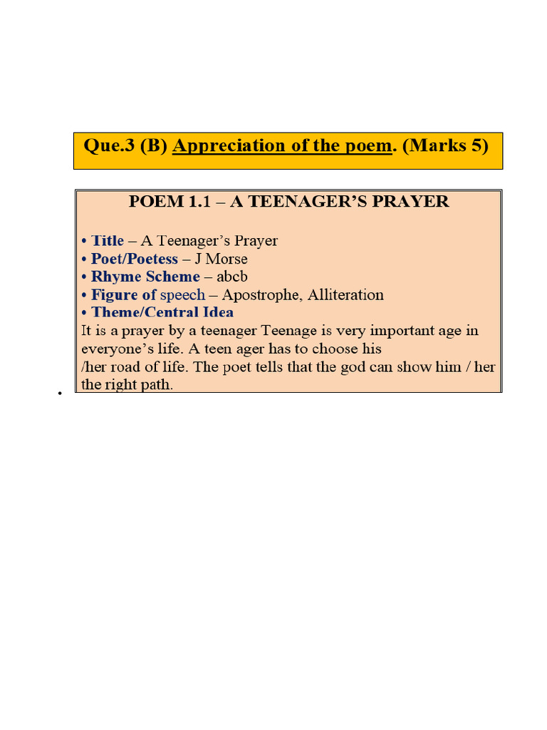 10th Standard Poem Appreciation Guide | PDF | Travel