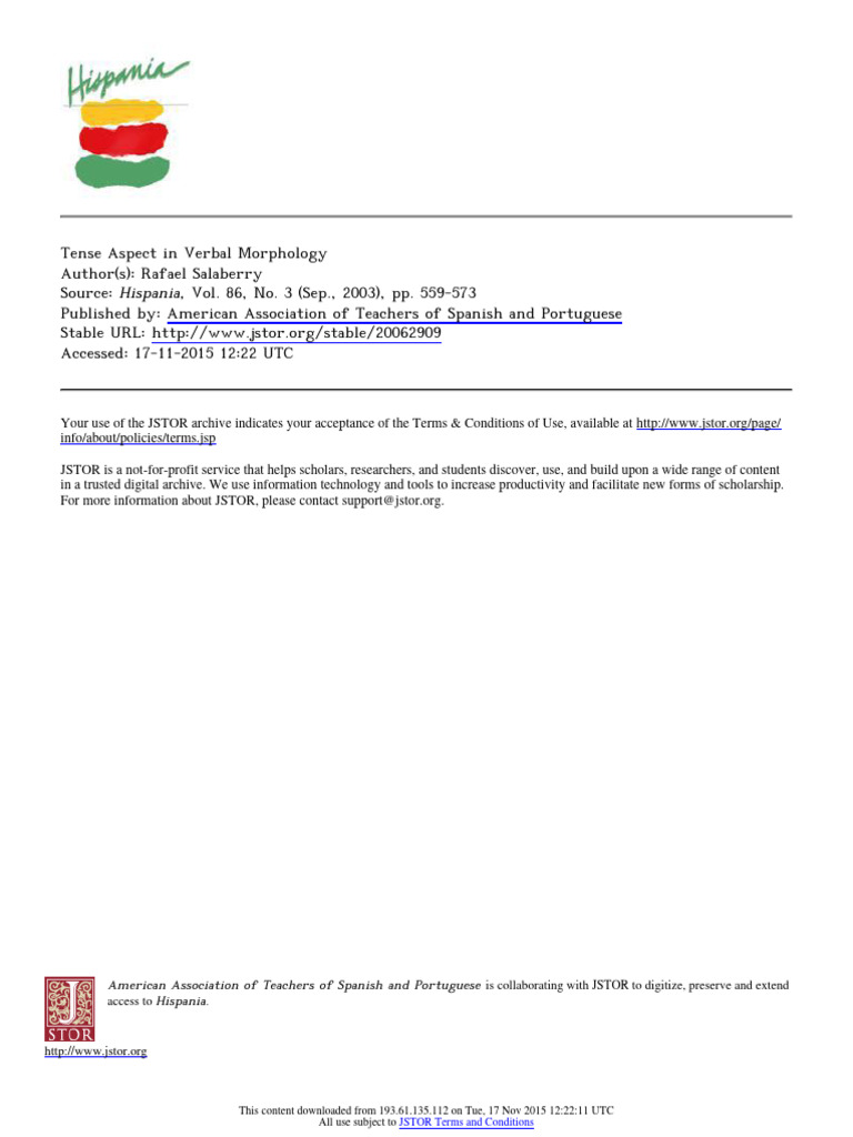 Tense Aspect in Verbal Morphology | PDF | Grammatical Tense | Language Mechanics
