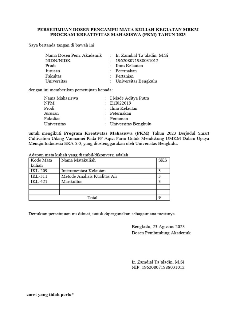 Surat Rekomendasi Konversi Sks Yahdi | PDF