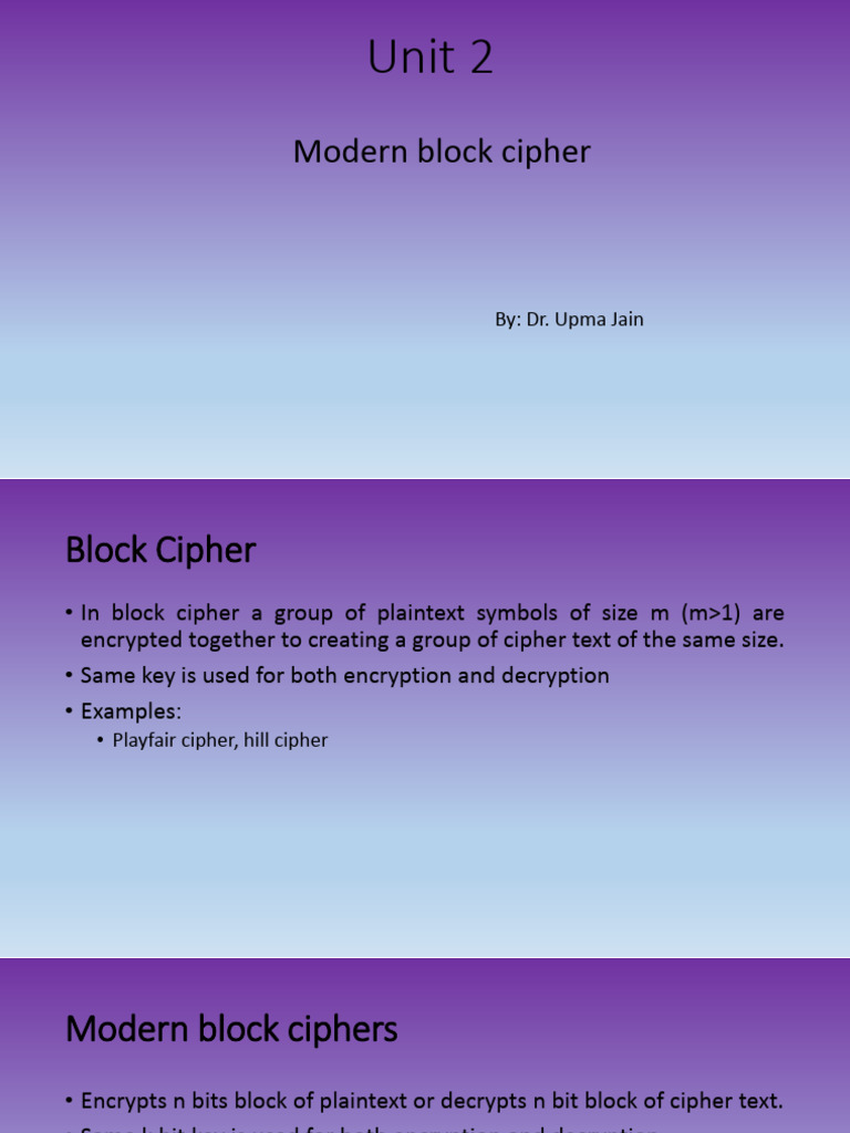 Unit2 Modern Block Cipher AND AES | PDF