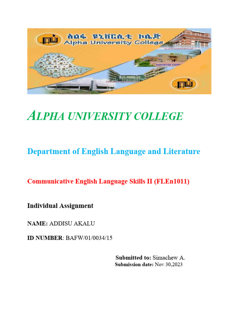 Communicative English Language Assignment Addissu A. | PDF | Foreign Language Studies