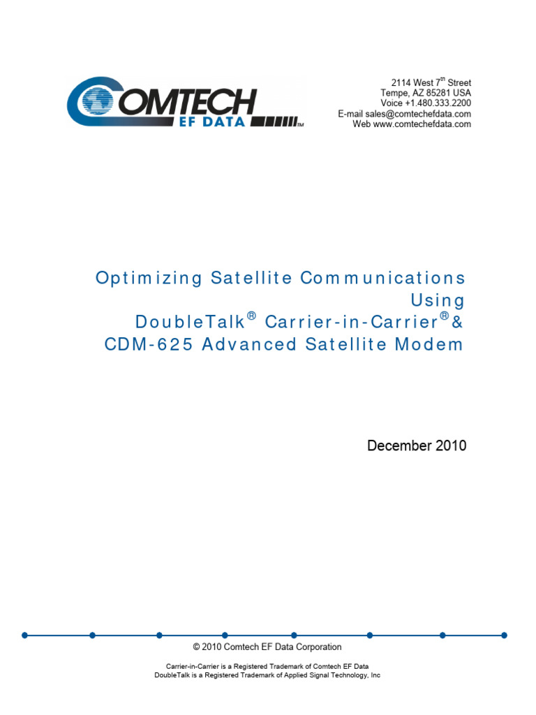 Optimizing Satellite Communications Using Doubletalk Carrier-In-Carrier ...