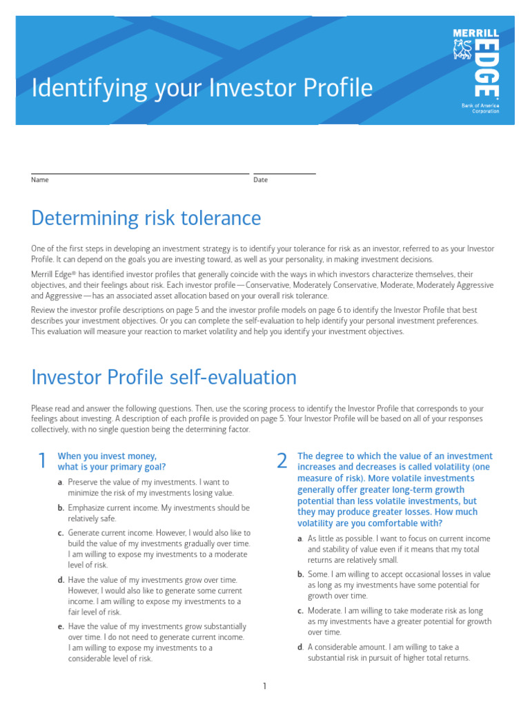 Investor Profile Questionnaire | PDF