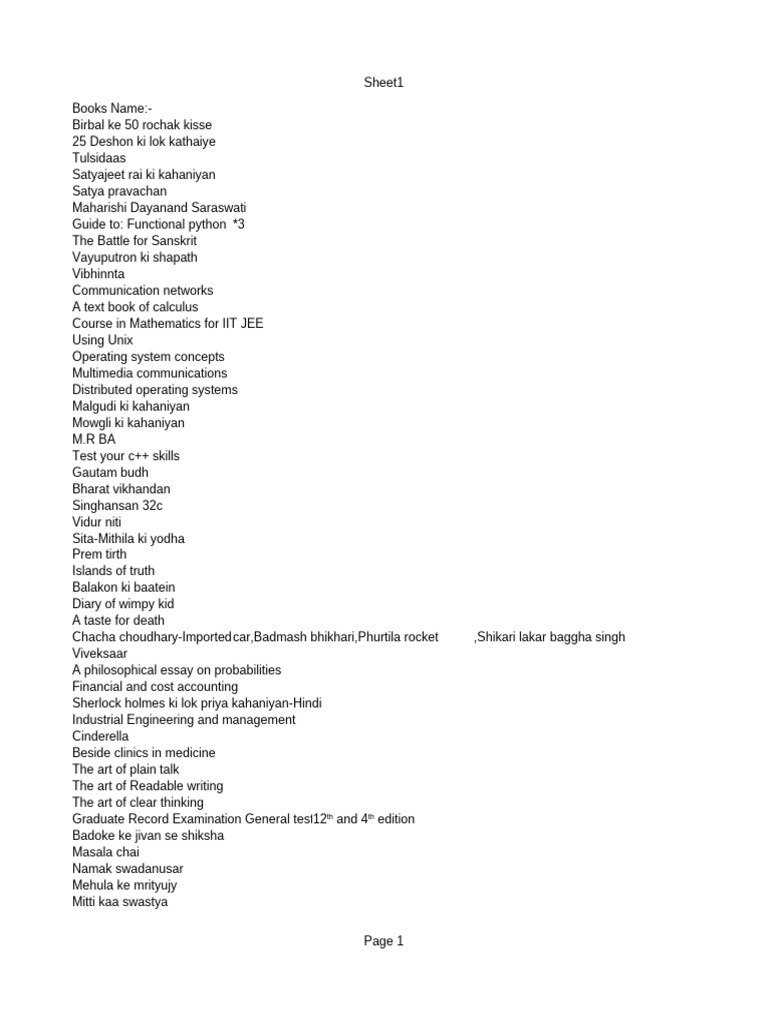 Library Books List | PDF