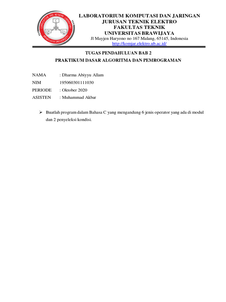 TP BAB 2 - Dharma Abiyyu Allam - 195060301111030 | PDF | Karier & Perkembangan | Komputer