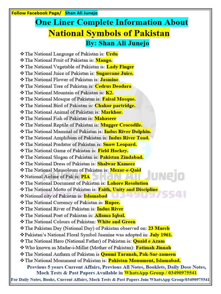 National Symbols of Pakistan by Shan Ali Junejo | PDF | Religion & Spirituality | Poetry