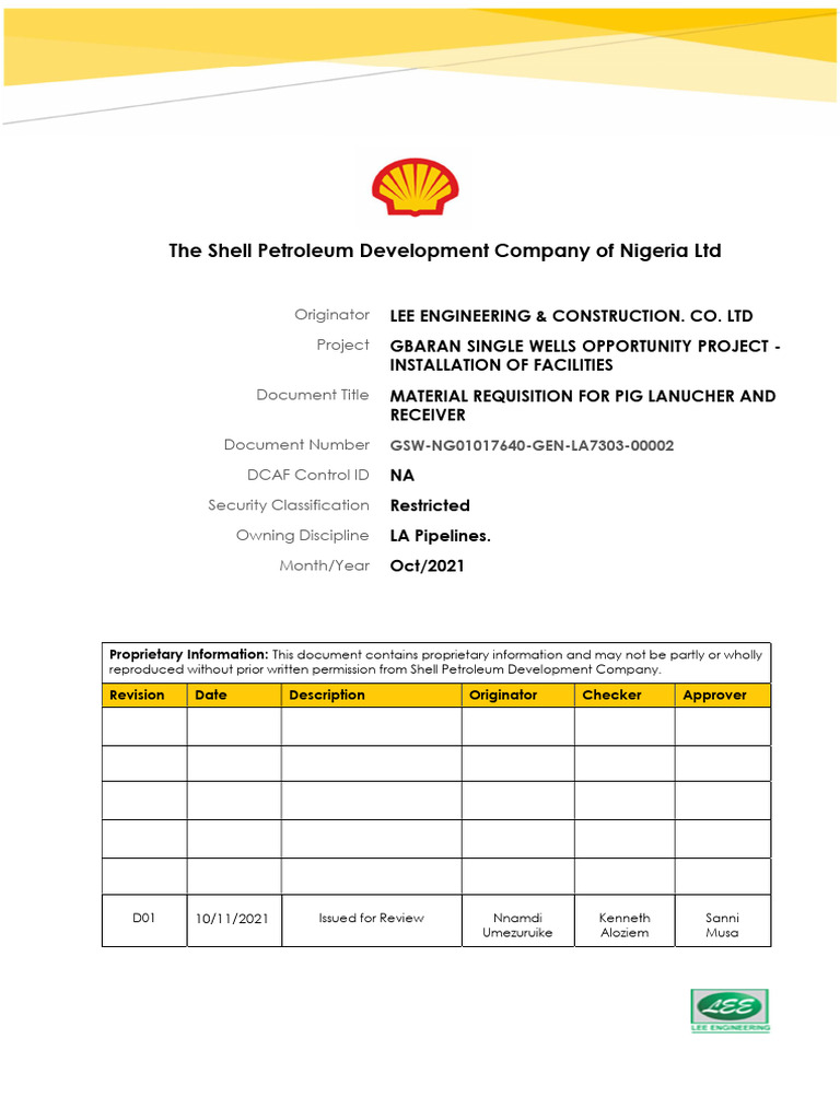 GSW-NG01017640-GEN-LA7303-00002 - Material Requisition For Pig Launcher ...