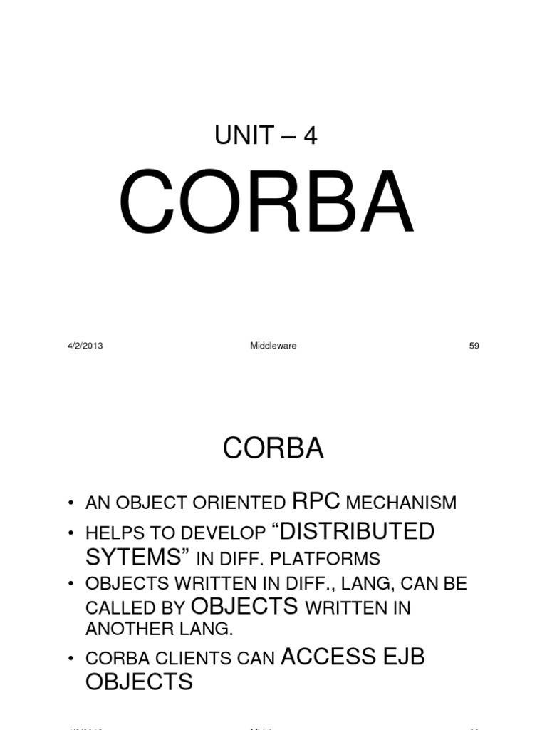 Unit - 4: Corba | PDF | Common Object Request Broker Architecture | Object (Computer Science)
