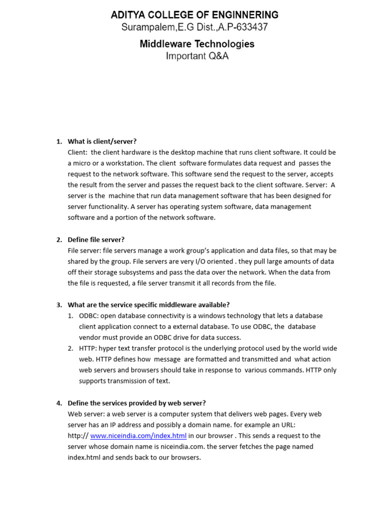 Middleware Technologies Imp Pdf Component Object Model Common Object Request Broker