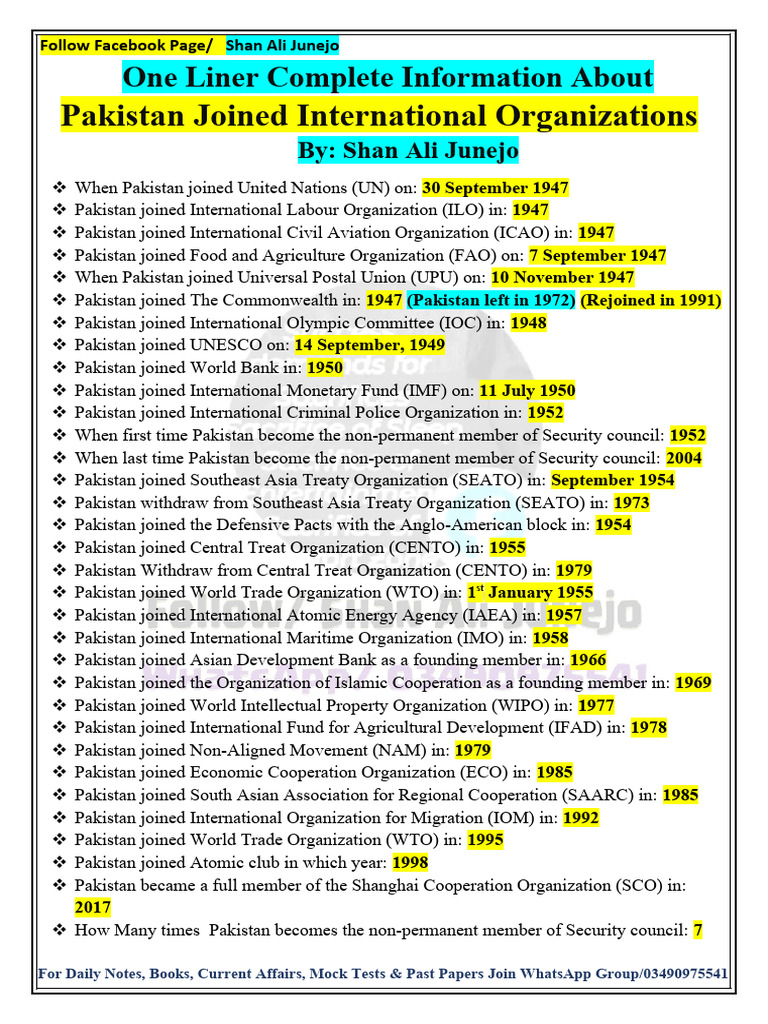 Pakistan Joined International Organization by Shan Ali Junejo | PDF ...