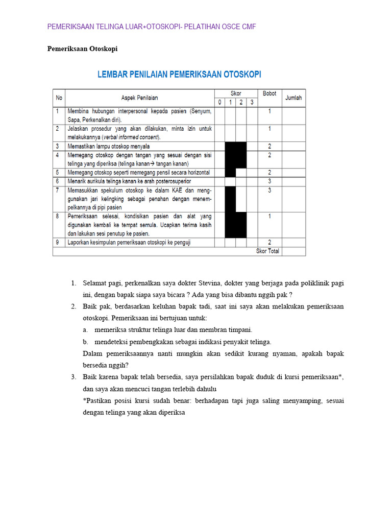 Pemeriksaan Otoskopi CMF Stev | PDF