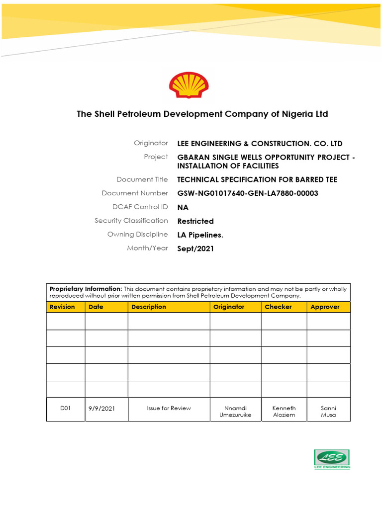 Barred Tee Technical Specification | PDF | Pipe (Fluid Conveyance ...