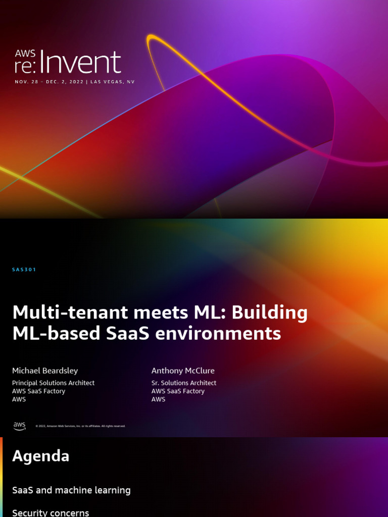 SAS301 - Multi Tenant Meets ML Building ML Based SaaS Environments | PDF | Amazon Web Services ...
