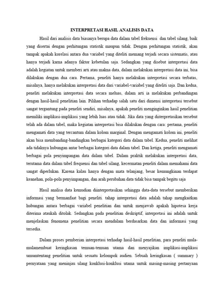 Interpretasi Hasil Analisis Data | PDF
