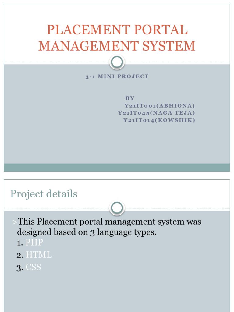 Placement Portal Management System | PDF | Login | Databases