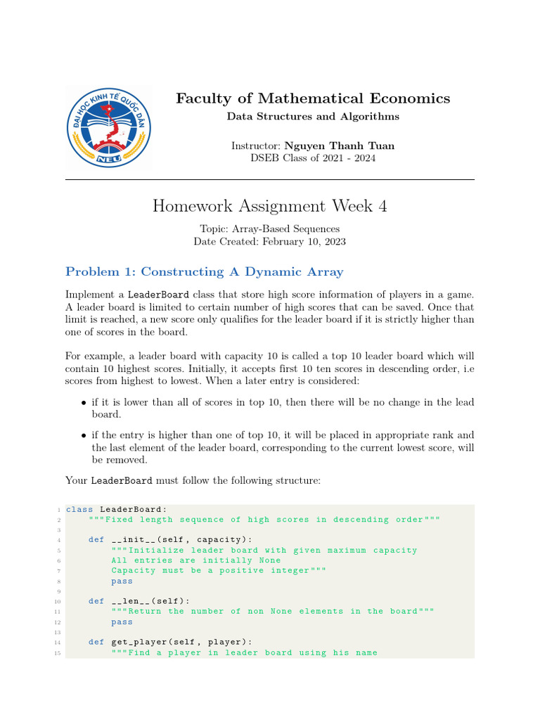 Homework Week 4 Array Based Sequence Pdf Encryption Dynamic Programming 5564