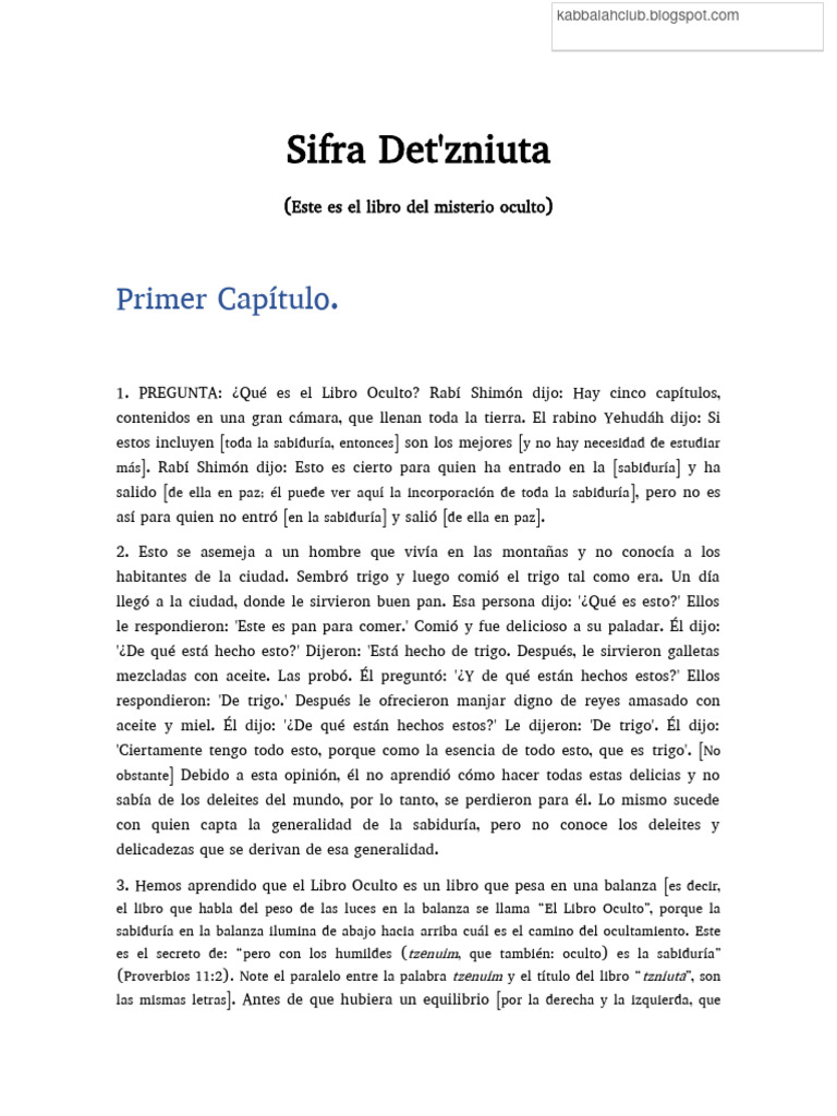 Sifra Detzniuta (Español) | PDF | Nombres de Dios en el judaísmo