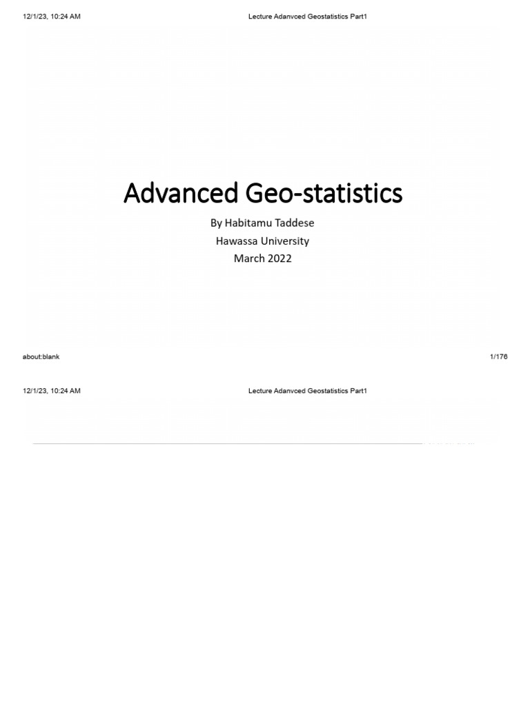 Advanced Geostatistics Lecture Part 1 | PDF