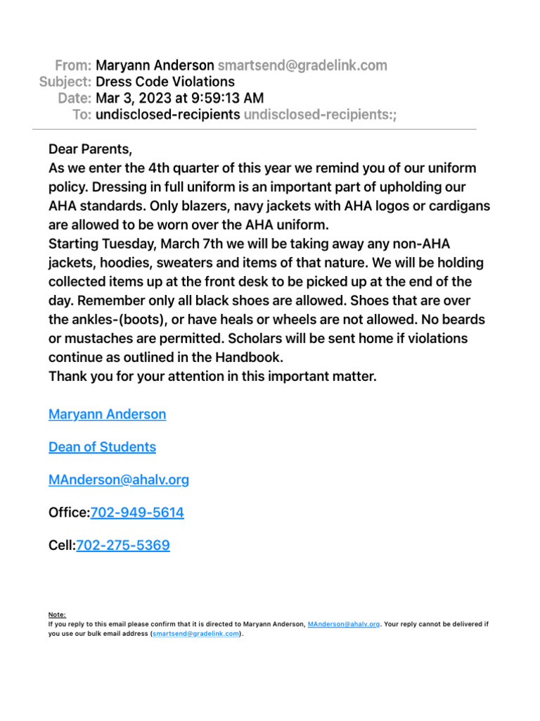 Dress Code Violations | PDF