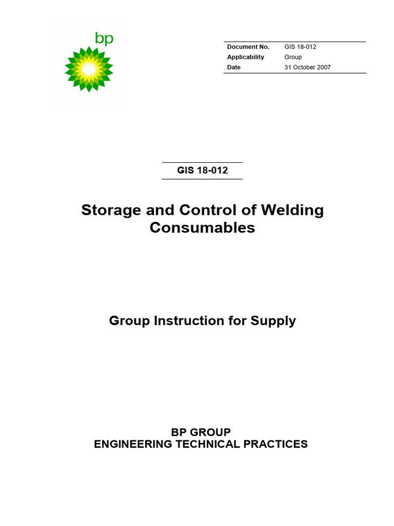 010e Storage and Control of Welding Consumables | PDF | Welding | Construction