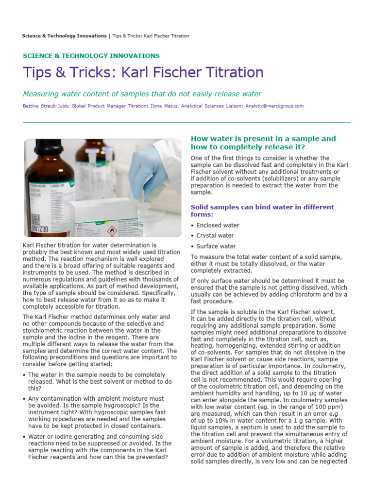 ID141 Tips+and+tricks+KF+titration | PDF