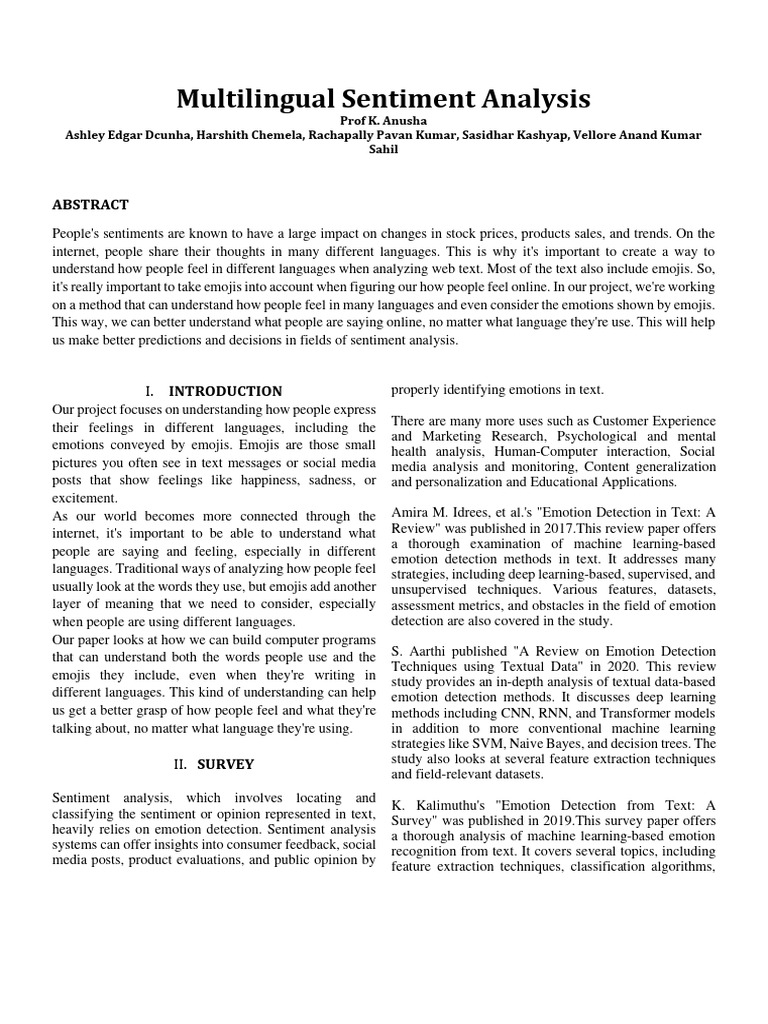 Review Paper-Multilingual Sentimentanalysis | PDF | Machine Learning | Data