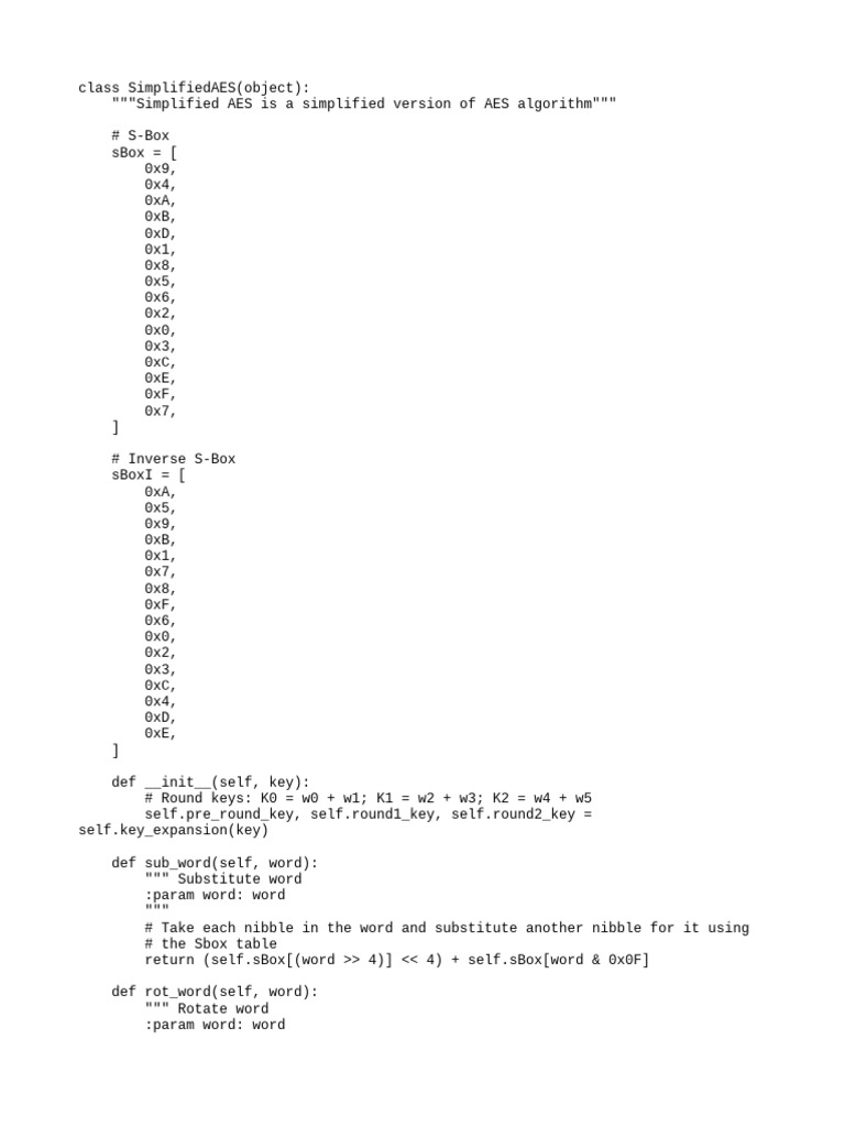 S-Aes Code Python | PDF