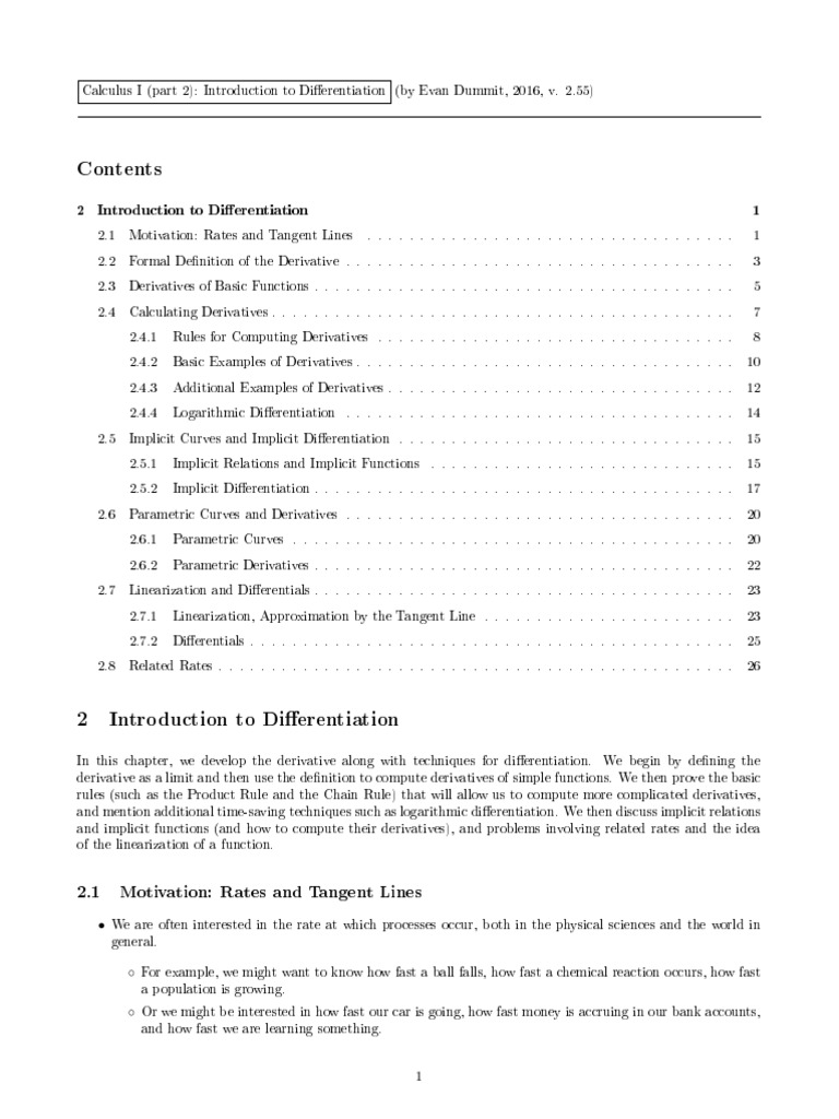 Calc1 2 Introduction To Differentiation | PDF Calc1 2 Introduction To Differentiation | PDF