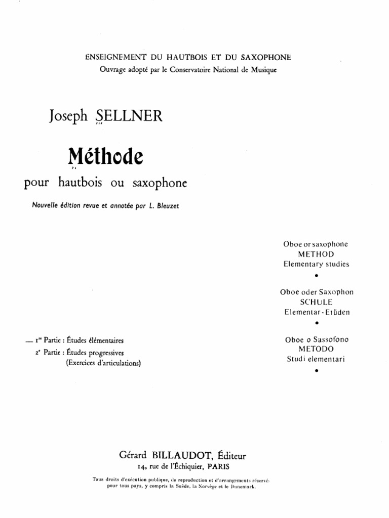 ESTUDOS OBOÉ - Joseph Sellner - Oboe Method | PDF