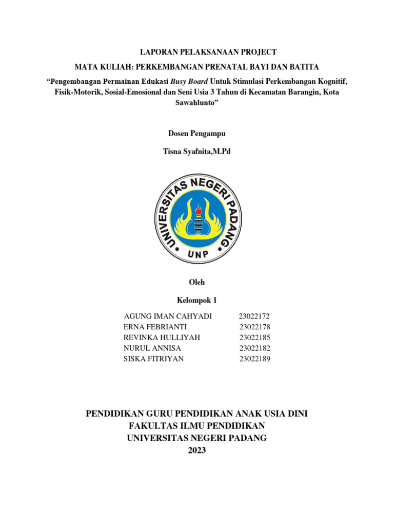 Format Laporan Pelaksanaa Project Kel 1 | PDF