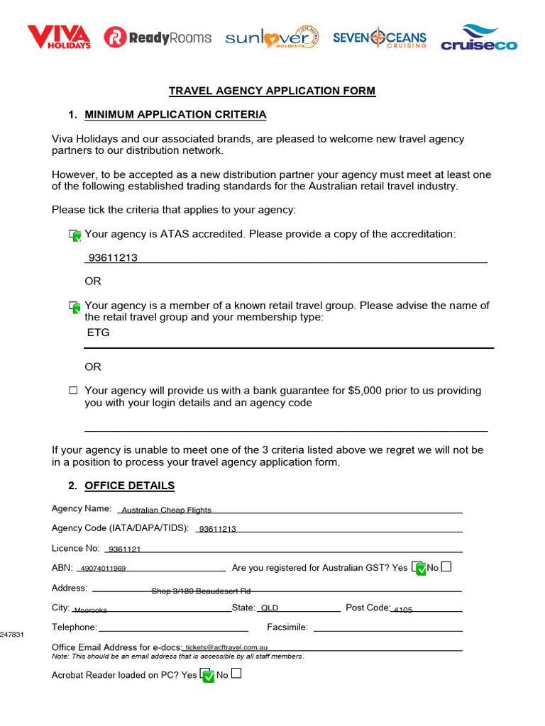New Travel Agency Application Form 2021 2.0 | PDF