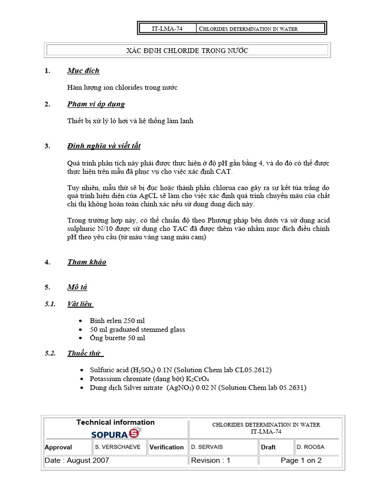 ITLMA74-Gb Chlorides Determination in Water (VN) | PDF
