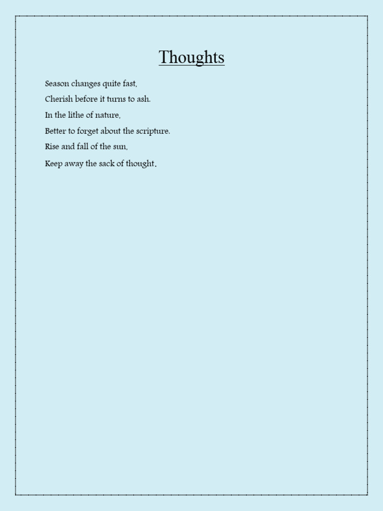 Thoughts Poem | PDF