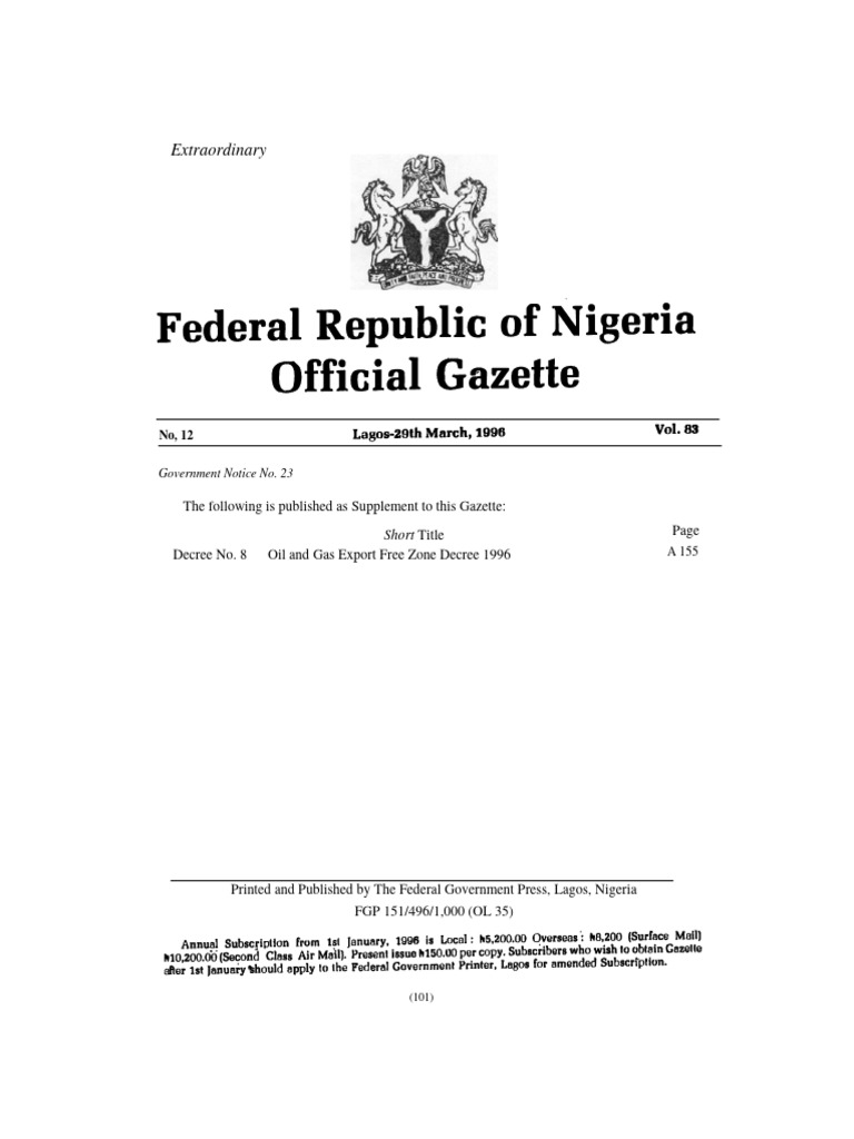 Ogfza Act 1996 | PDF