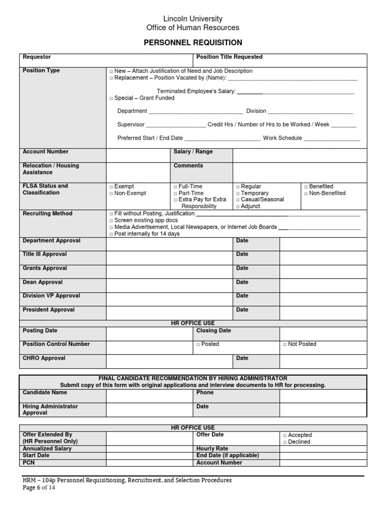 Personnel Recruitment Requisition | PDF | Human Resources | Recruitment