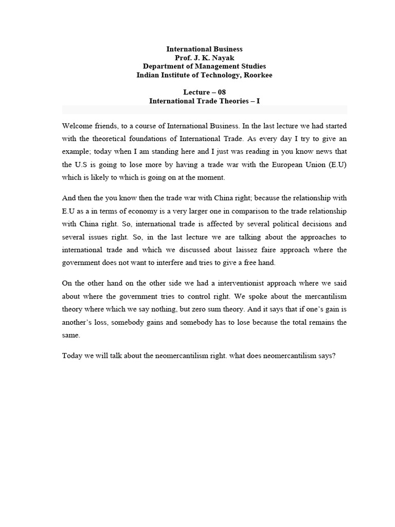 Lec 8 | PDF | Free Trade | Devaluation