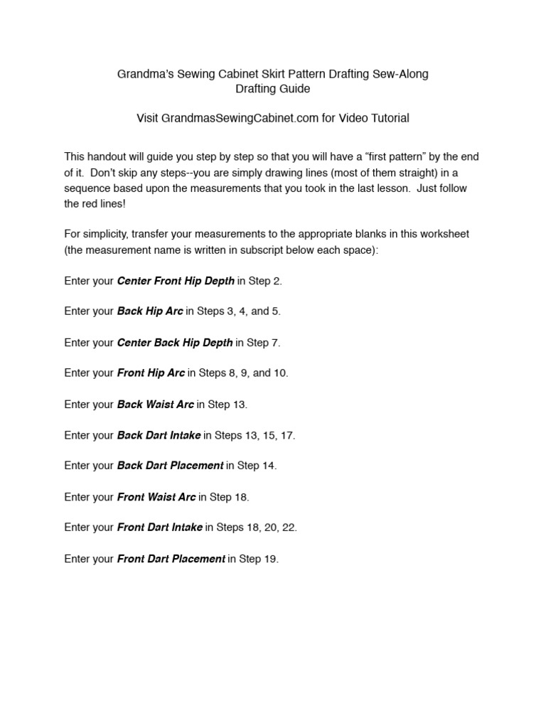Drafting Skirt Worksheet | Download Free PDF | Seam (Sewing) | Sewing
