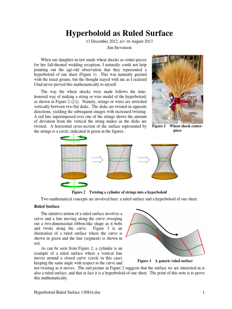 Hyperboloid Ruled Surface 130816 | PDF | Teaching Methods & Materials