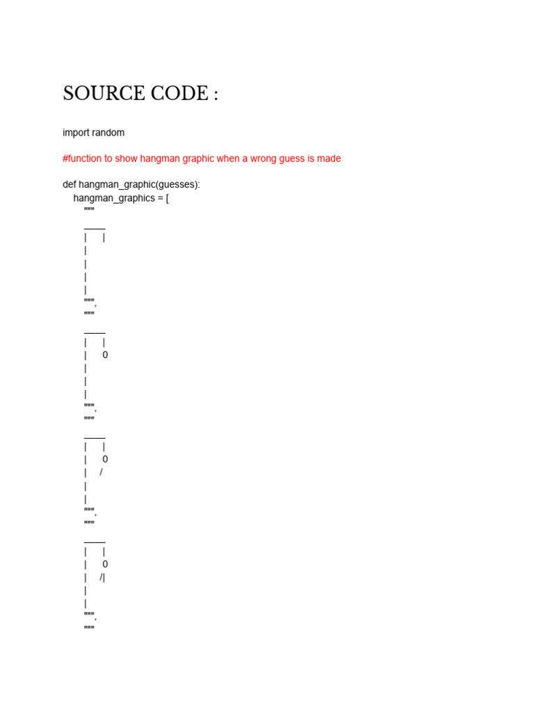 Source Code And Sample Output Hangman Pdf