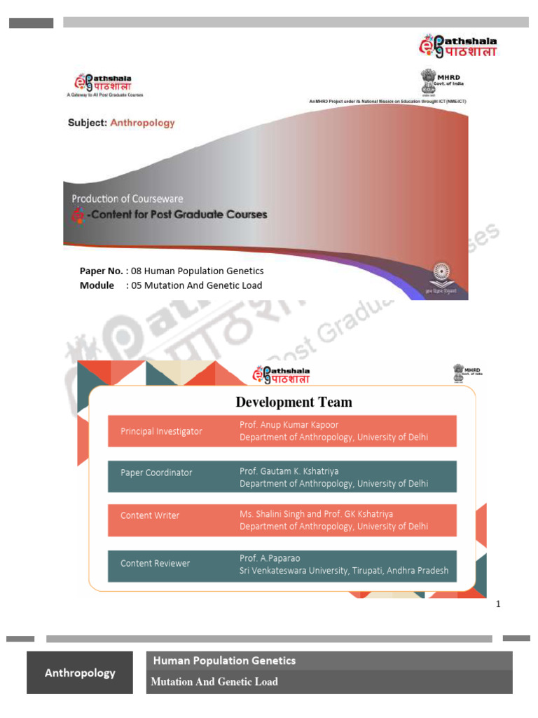 Genetic Load | PDF | Mutation | Dominance (Genetics)