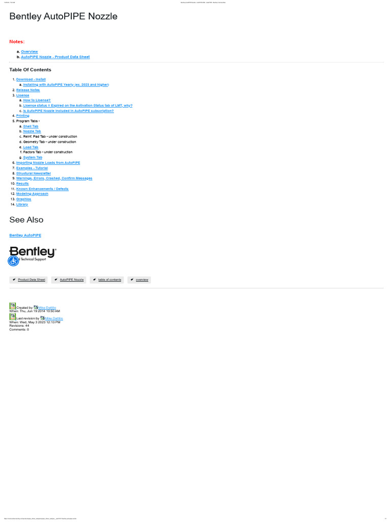 Bentley AutoPIPE Nozzle - AutoPIPE Wiki - AutoPIPE - Bentley Communities | PDF