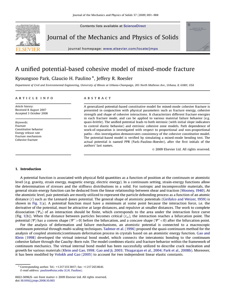 A Unified Potential-Based Cohesive Model of Mixed-Mode Fracture | PDF | Fracture | Fracture ...
