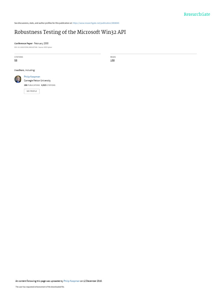 Robustness Testing of The Microsoft Win32 API | PDF | Microsoft Windows ...