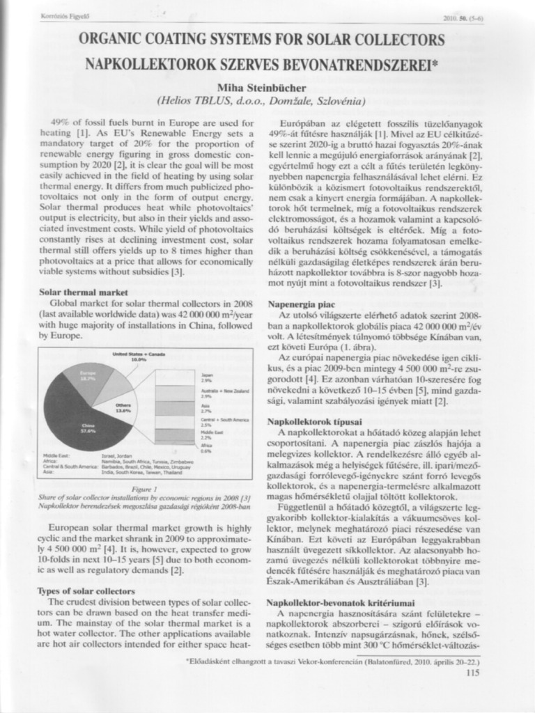 Organic Coatings Systems For Solar Collectors | PDF