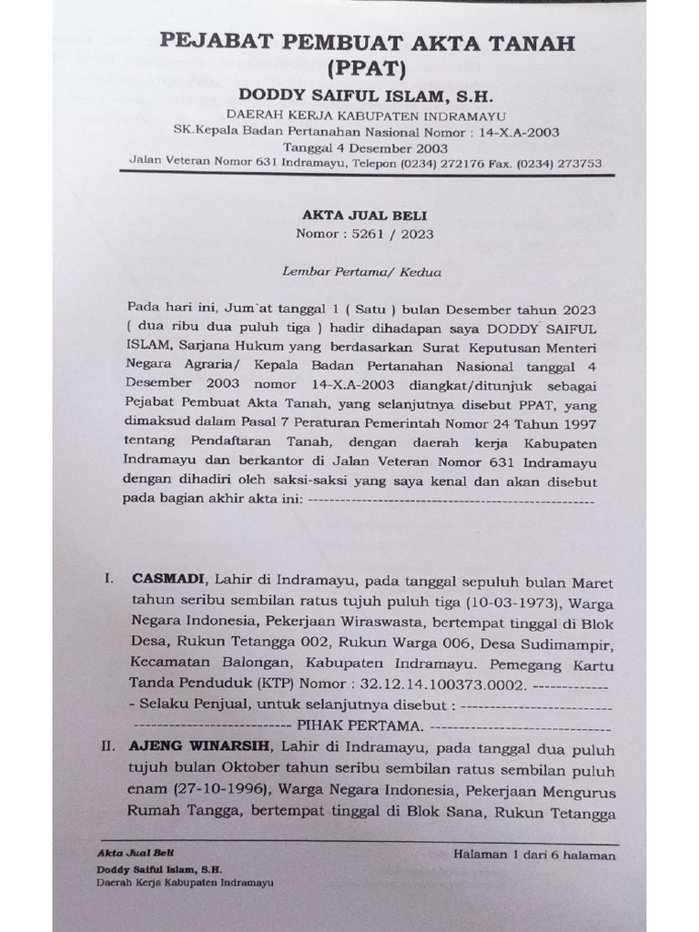 Pejabat Pembuat Akta Tanah | PDF